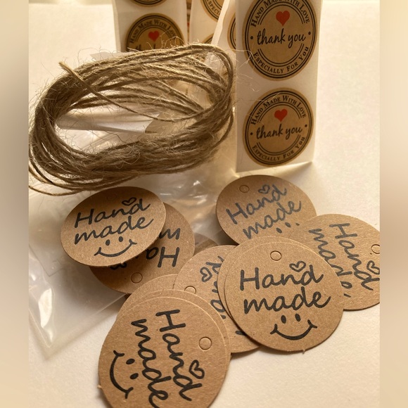 Office | Set Of 12 Hand Made Hang Tags With Twine And 36 Hand Made ...